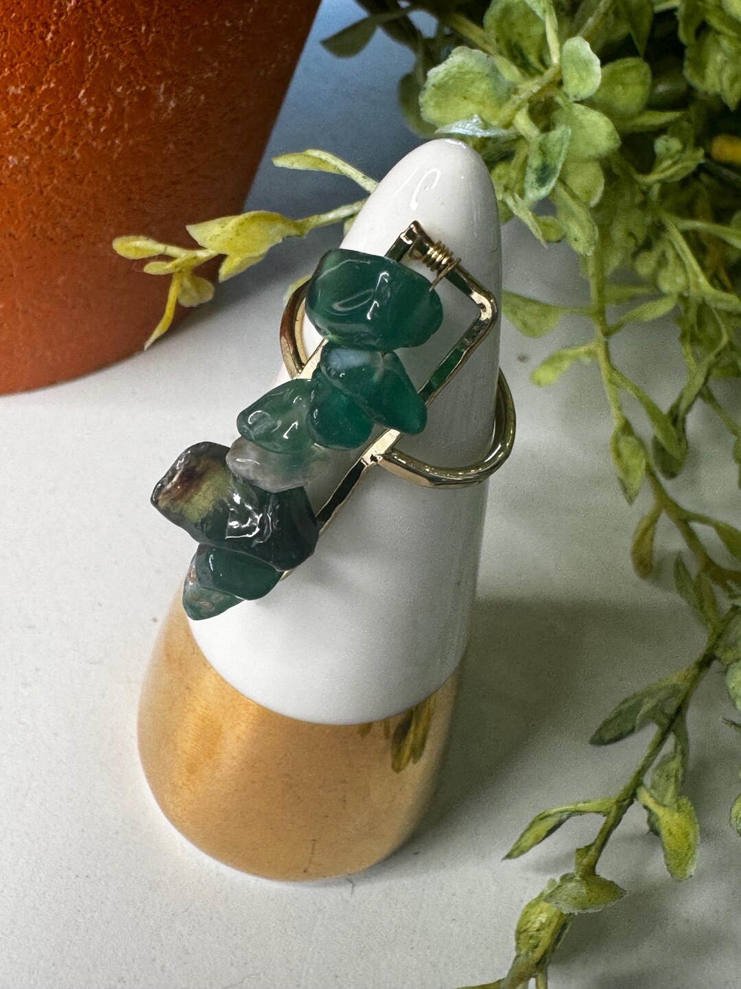 Green Aventurine Gemstone Chip Statement Ring - Etsy