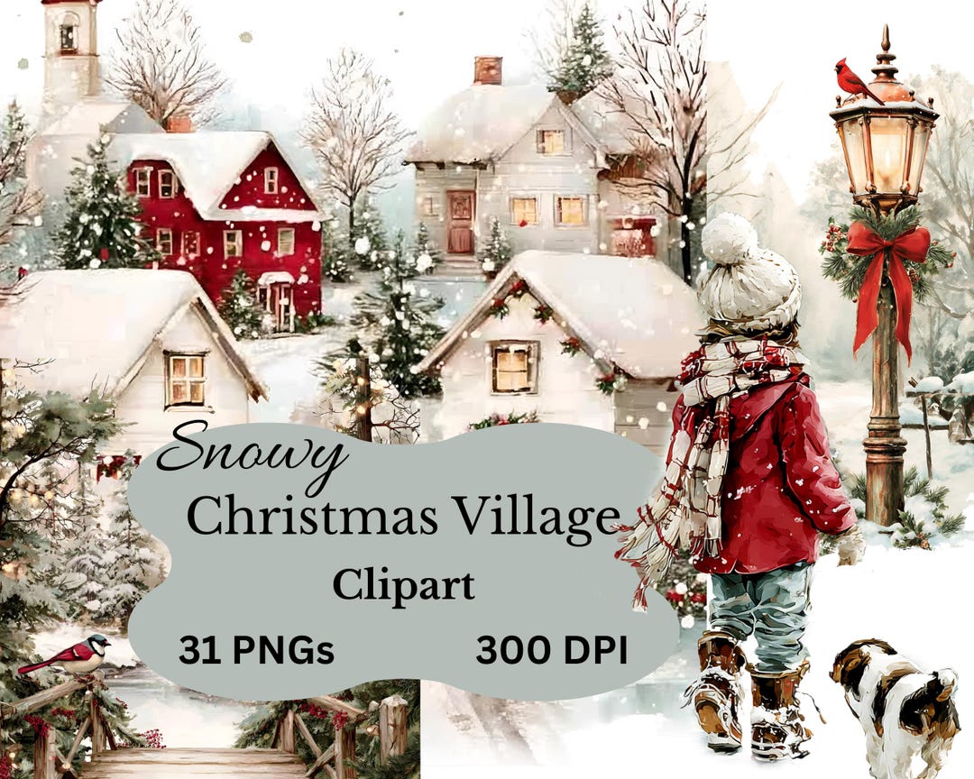 Watercolor Classic Christmas Clipart • Winter Wonderland • Classic ...