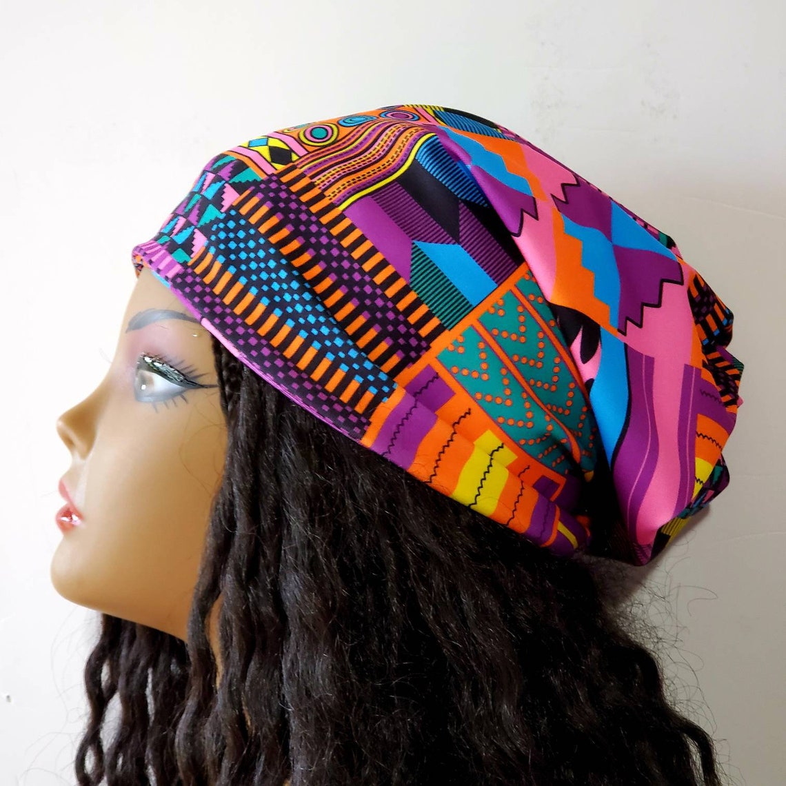 Beautiful African Print Versatile Beanie Hat Pink Kente popular ...
