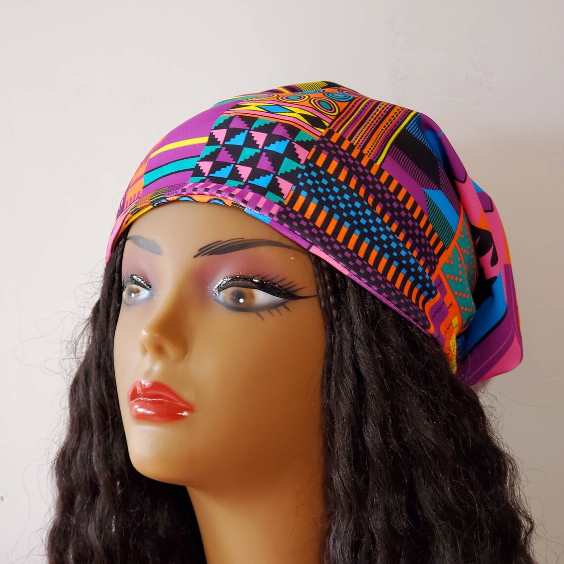 Beautiful African Print Versatile Beanie Hat Pink Kente popular ...