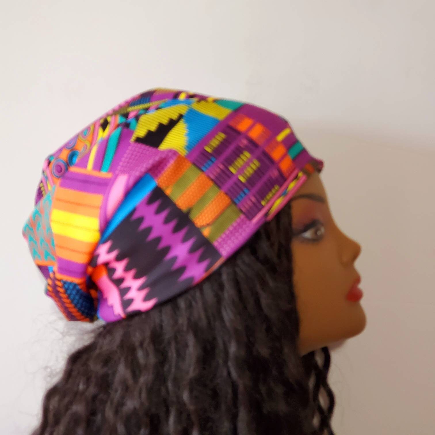 Beautiful African Print Versatile Beanie Hat Pink Kente popular ...