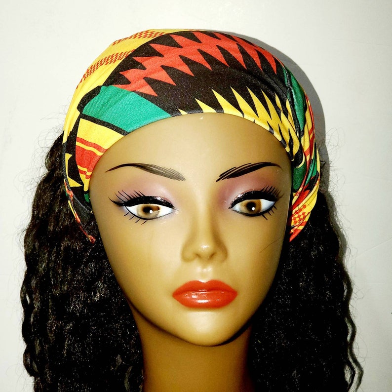 Beautiful African Print Kente Versatile Beanie Hat Yellow/black/ Green ...