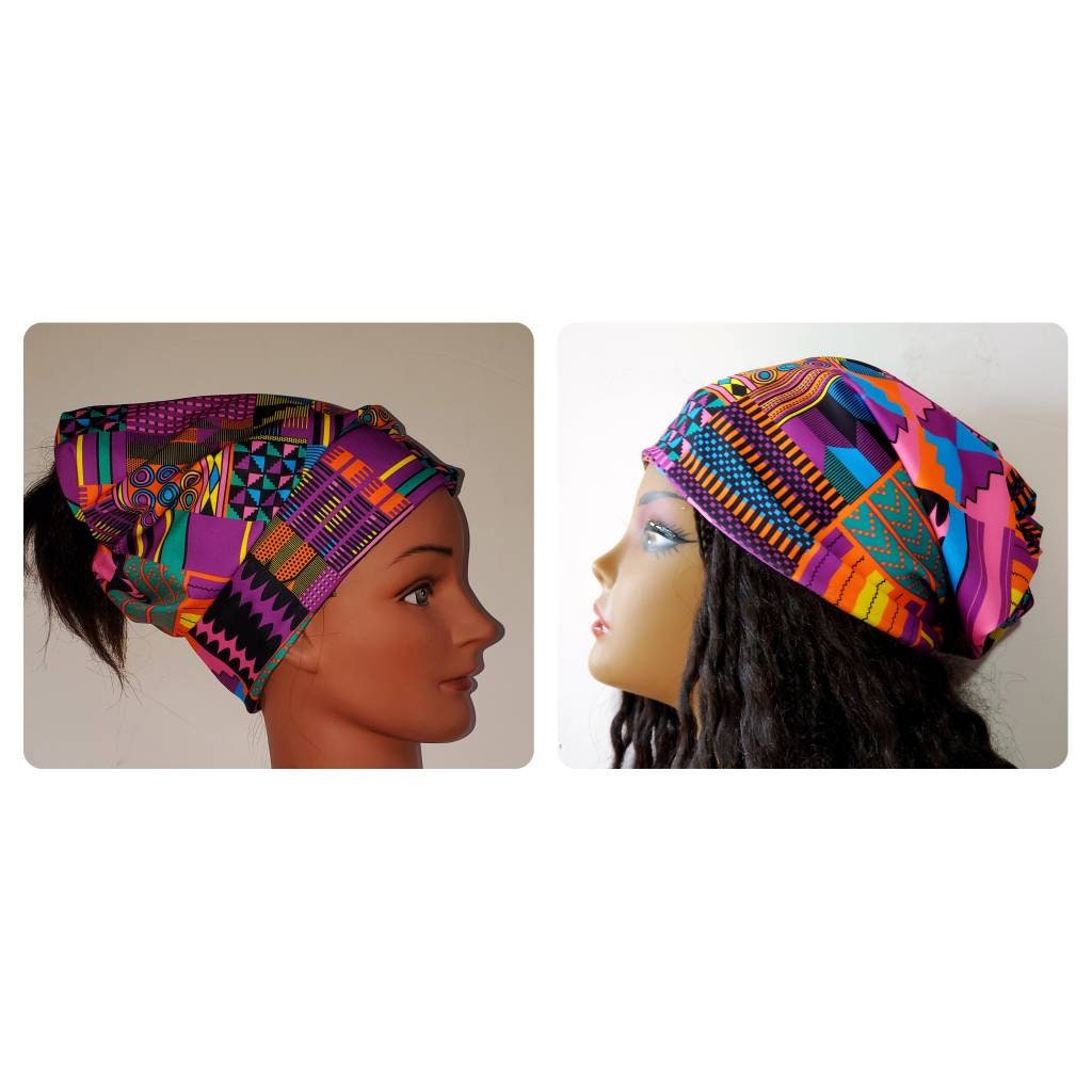 Beautiful African Print Versatile Beanie Hat Pink Kente popular ...