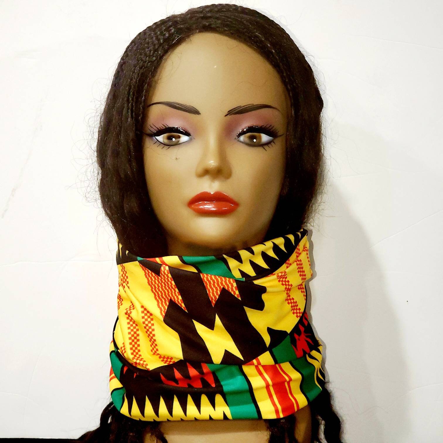 Beautiful African Print Kente Versatile Beanie Hat Yellow/black/ Green ...