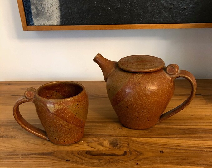 Mccready Ceramic Teapot and Cup Earthy Stoneware Handmade Artist Signed ...