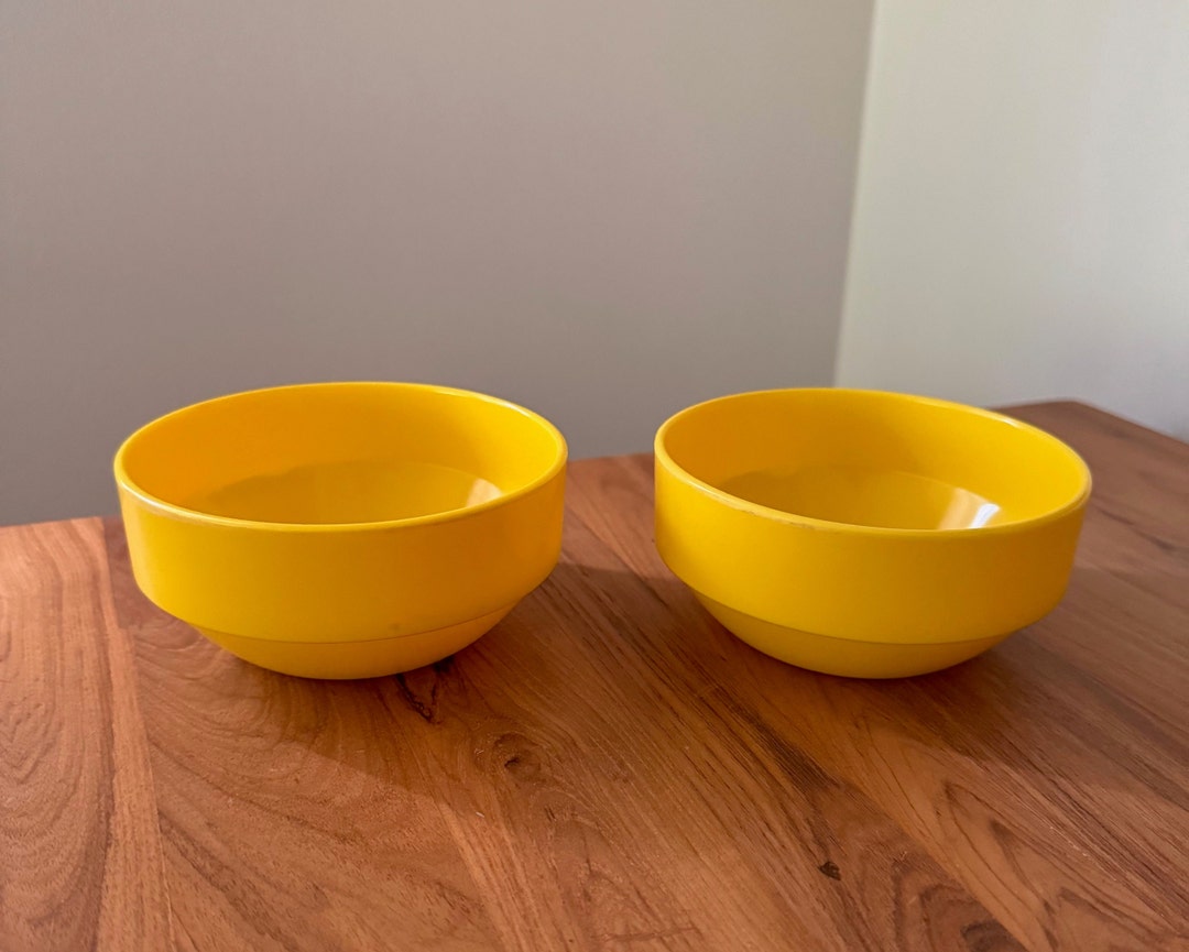 Wide Rim Yellow DALLAS WARE Pair of Mod Plastic Bowls MCM - Etsy