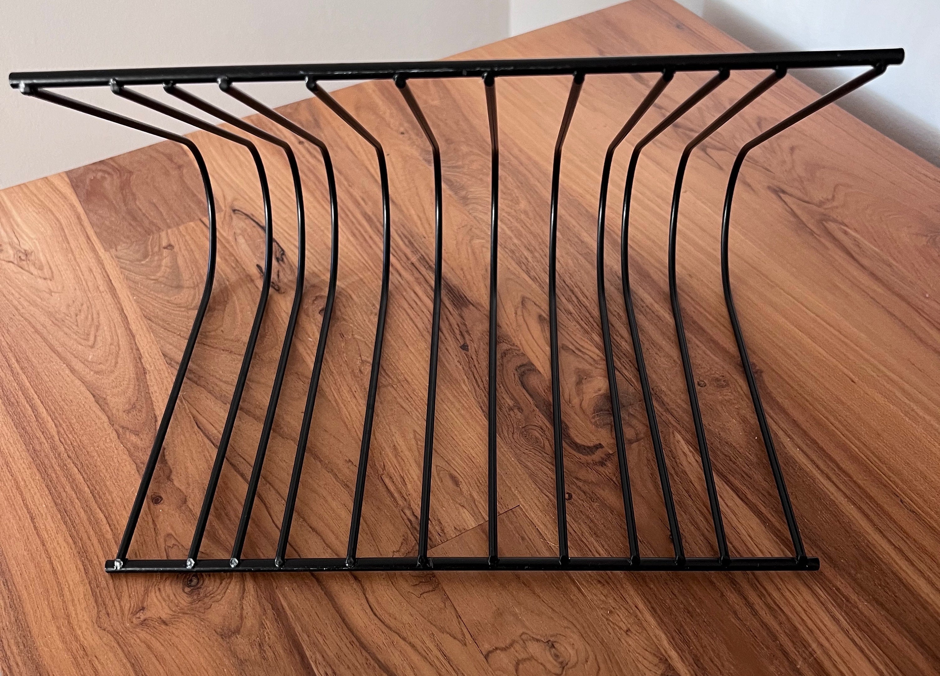 Vintage MCM Black Wire Arched Record Rack Vinyl Storage Slotted Desk ...