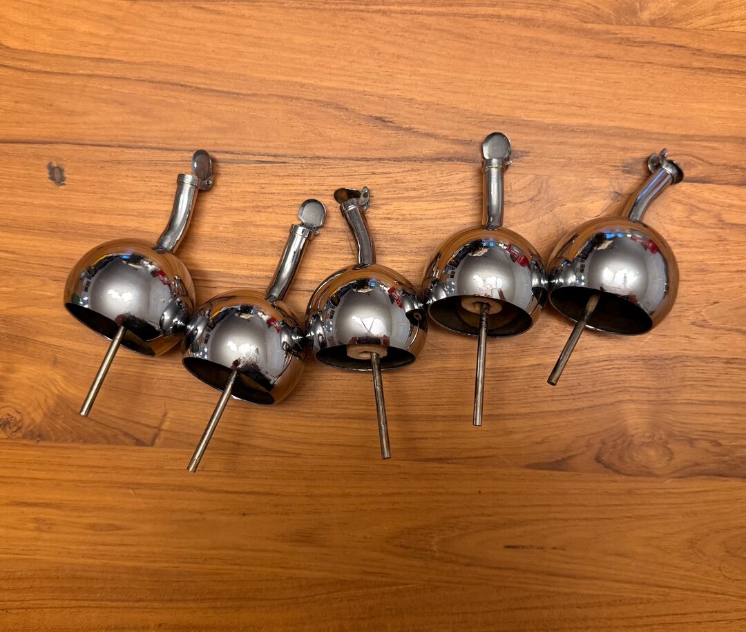 Mid Century Vintage Chrome SPILL STOP Liquor Bottle Toppers Pour Spouts ...