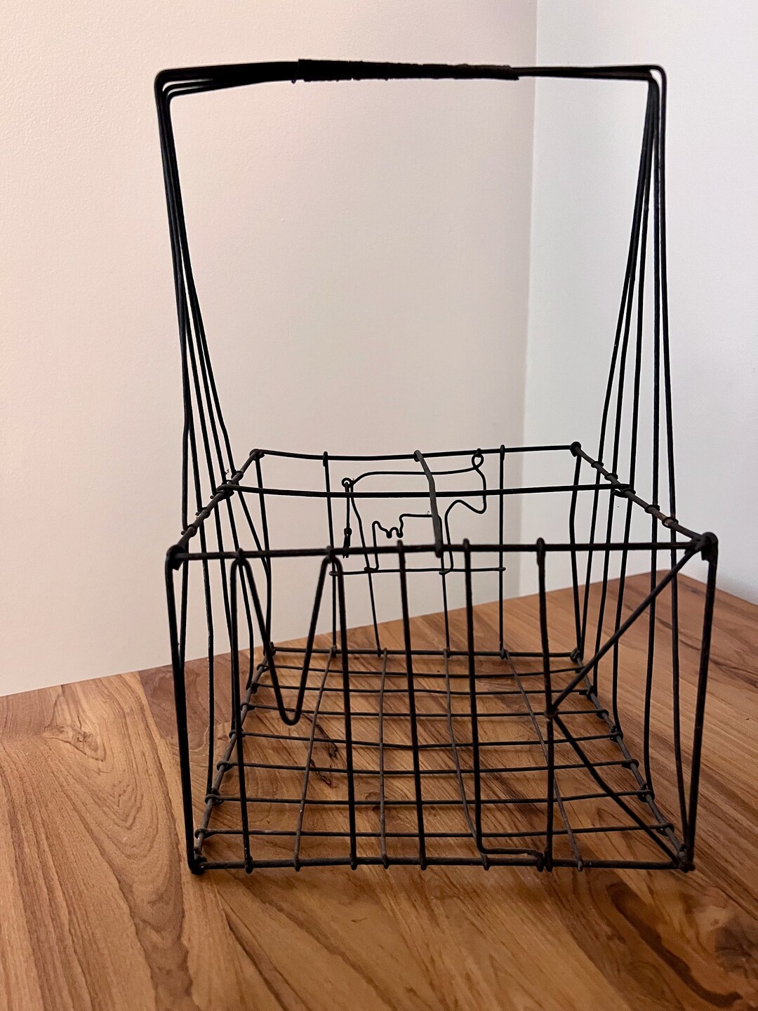 Vintage Wire Milk Bottle Carrier Farmhouse Antique Cow With Moveable ...