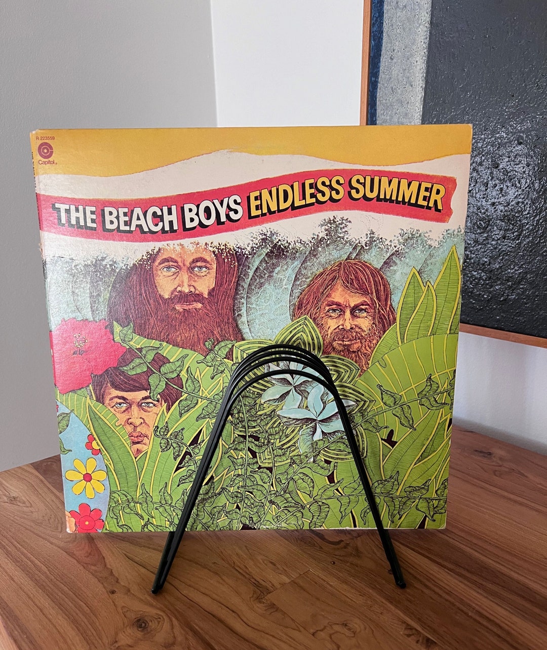 Vintage MCM Black Wire Arched Record Rack Vinyl Storage Slotted Desk ...