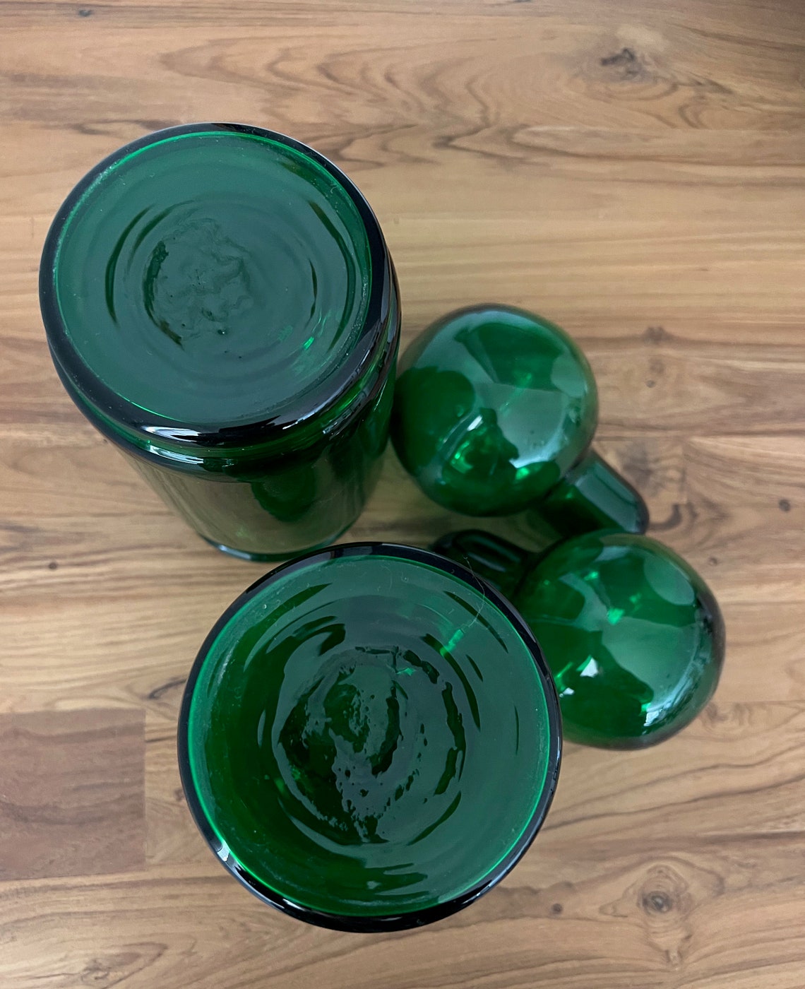 Pair of Vintage French Green Glass Bottles With Bubble Topper Lids - Etsy