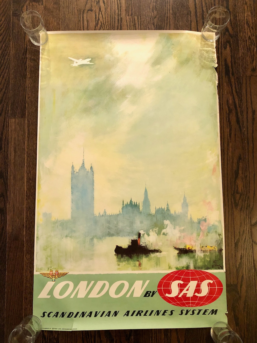 Vintage SAS Airline Poster: London Westminster Abbey, Mid-century ...