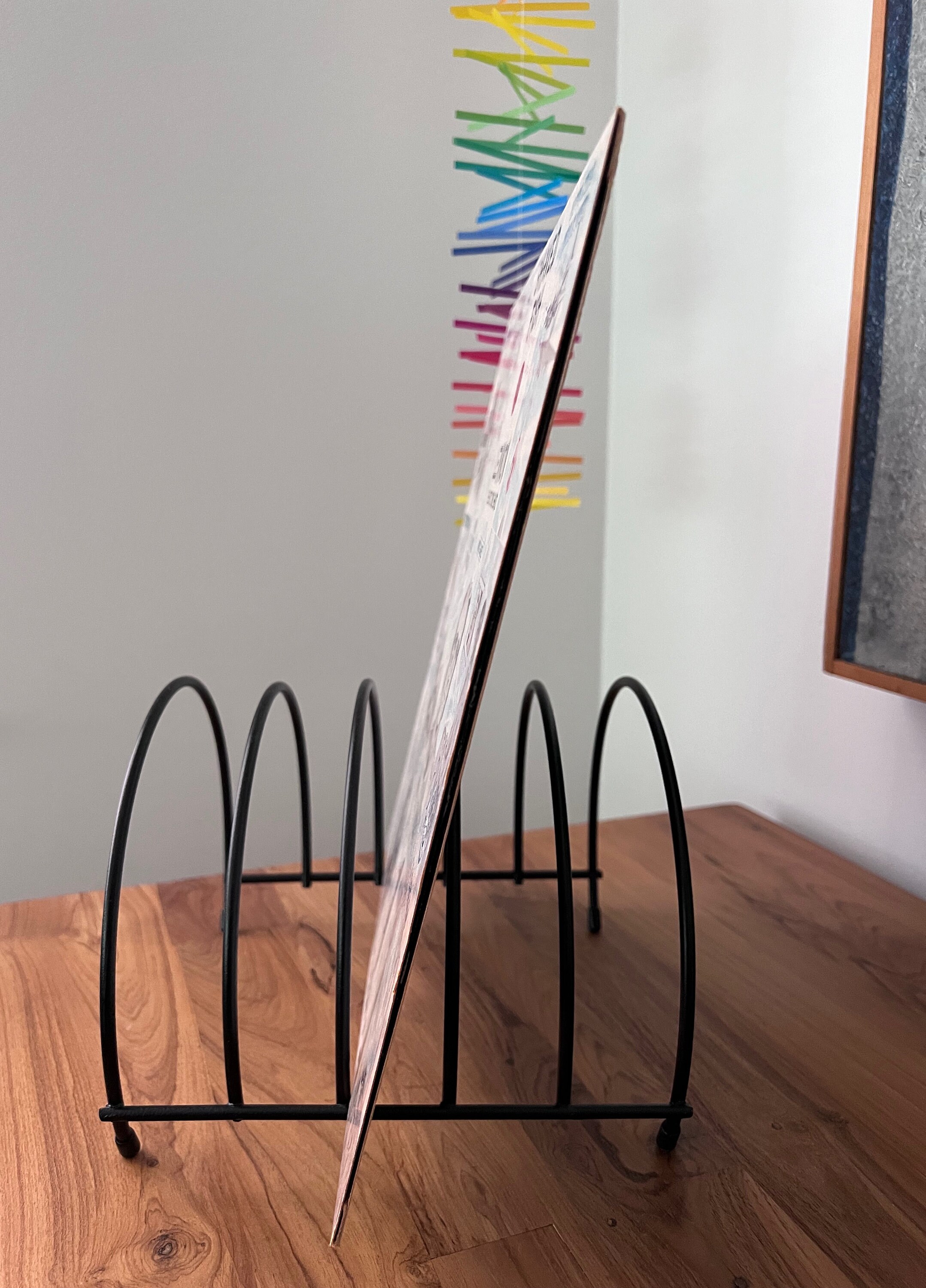 Mid Century Arched Black Wire Record Rack - Etsy
