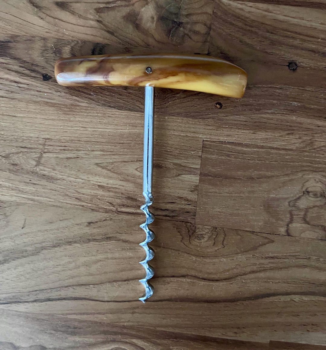 Vintage Bakelite Handle CORKSCREW Faux Horn Barware Tool Bottle Opener ...
