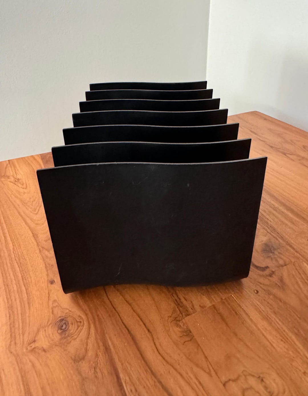 Vintage Modern TENEX Black Wavy Desk Storage Sorter File Letter Holder ...