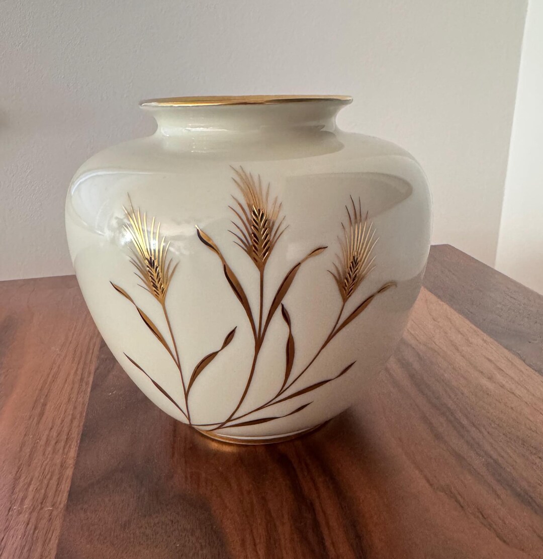 Vintage HERTEL JACOB Porcelain WHEAT Inlay Vase - Etsy