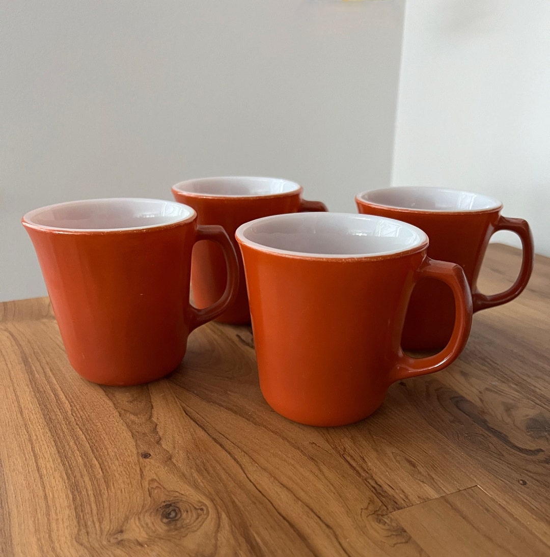 Vintage Terracotta CORNING Milk Glass Set of 4 Mugs Coffee Cups - Etsy