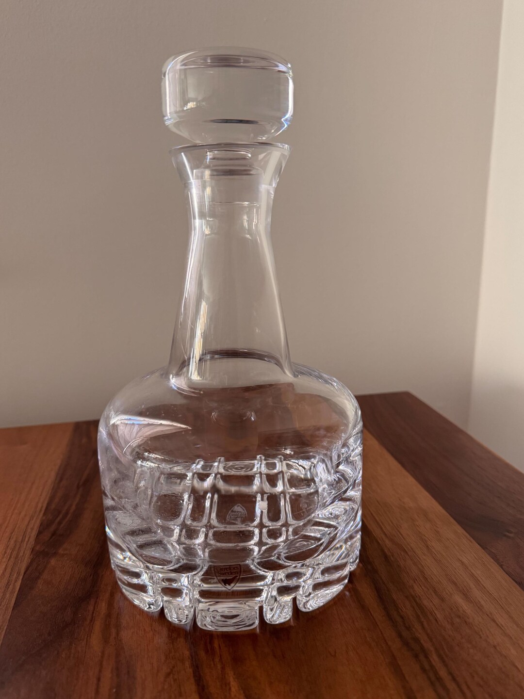 Vintage ORREFORS ERIK Pattern Glass Crystal Decanter Scandinavian ...