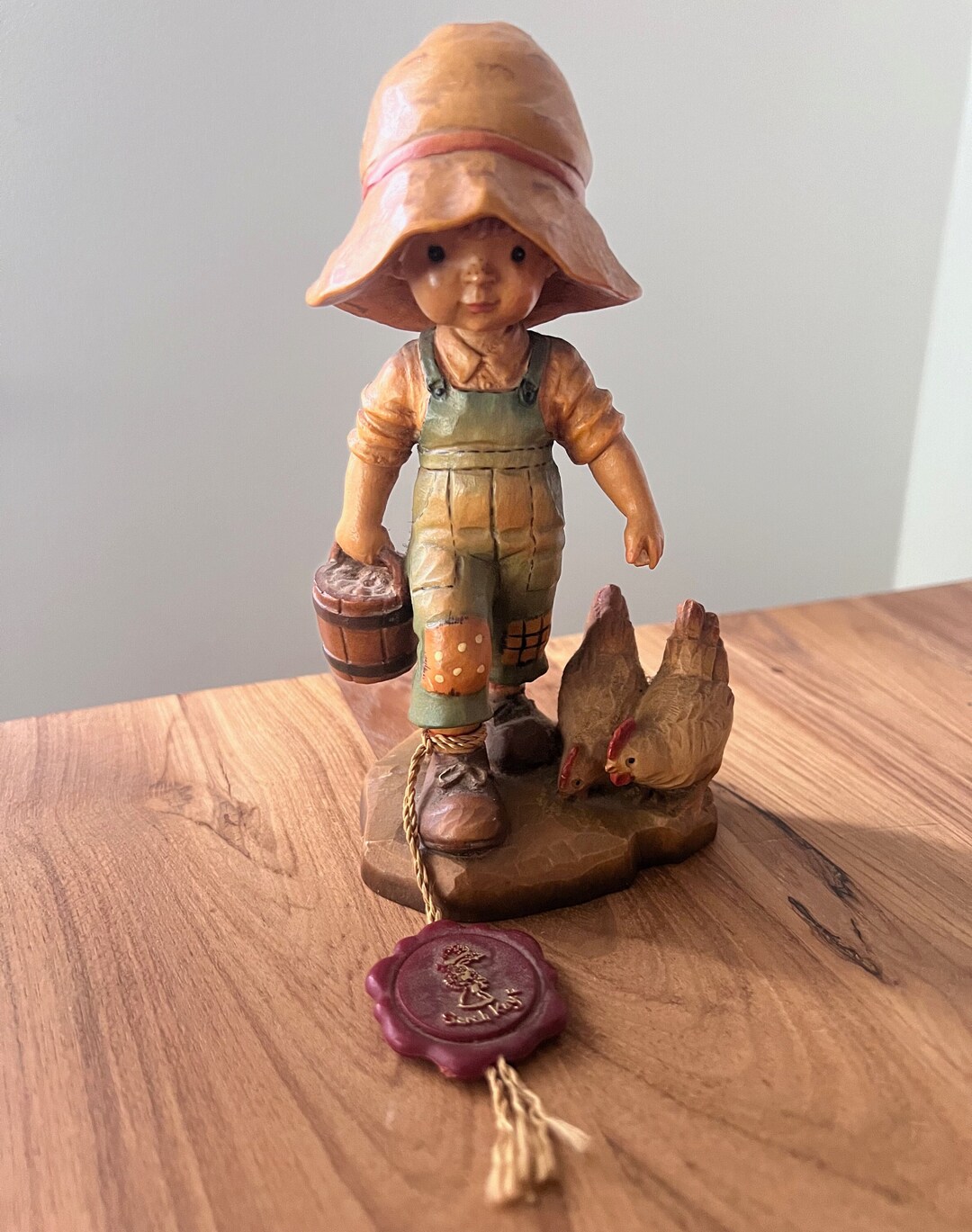 ANRI Wood Carvings Italy SARAH KAY Signed & Numbered 'morning Chores ...