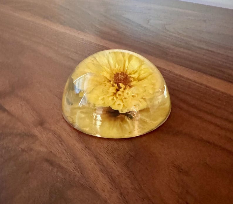 Vintage Yellow Flower Resin Lucite Paperweight - Etsy
