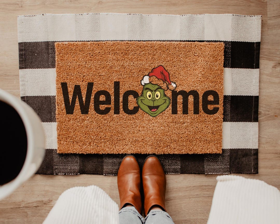 Grinch Welcome Doormat | Winter | Custom Doormat | Holiday | Gift Idea ...