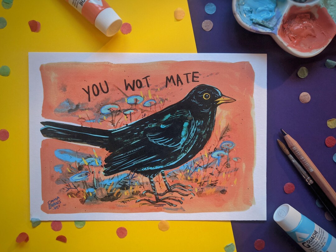 YOU WOT MATE Blackbird A5 Existential Birds Art Print - Etsy