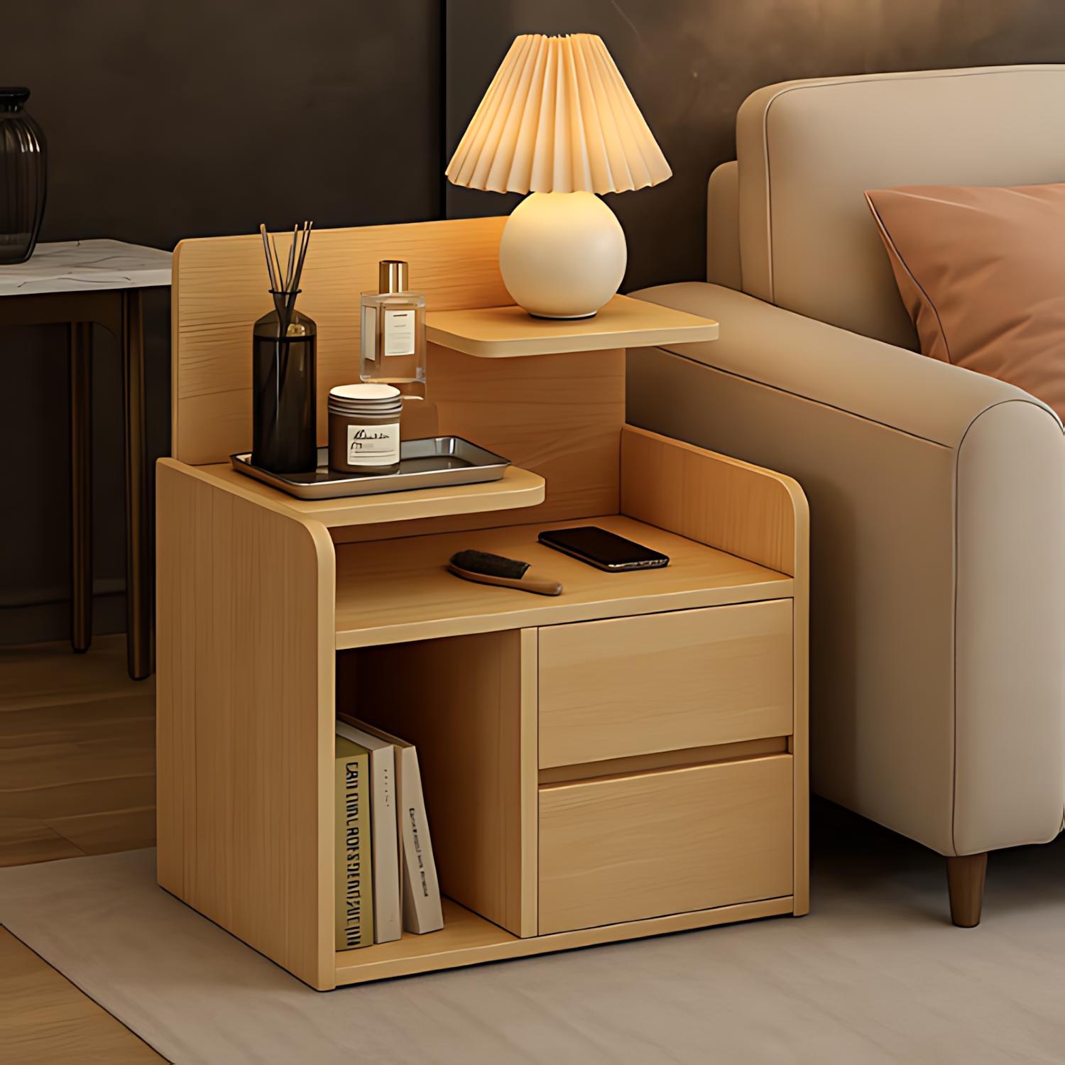 Modern Wood Bedside Table: Small Nightstand With Drawers - Etsy