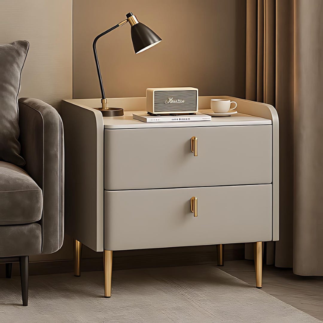 Modern Bedside Table: Rock Slab Top, Bedroom Storage Cabinet - Etsy