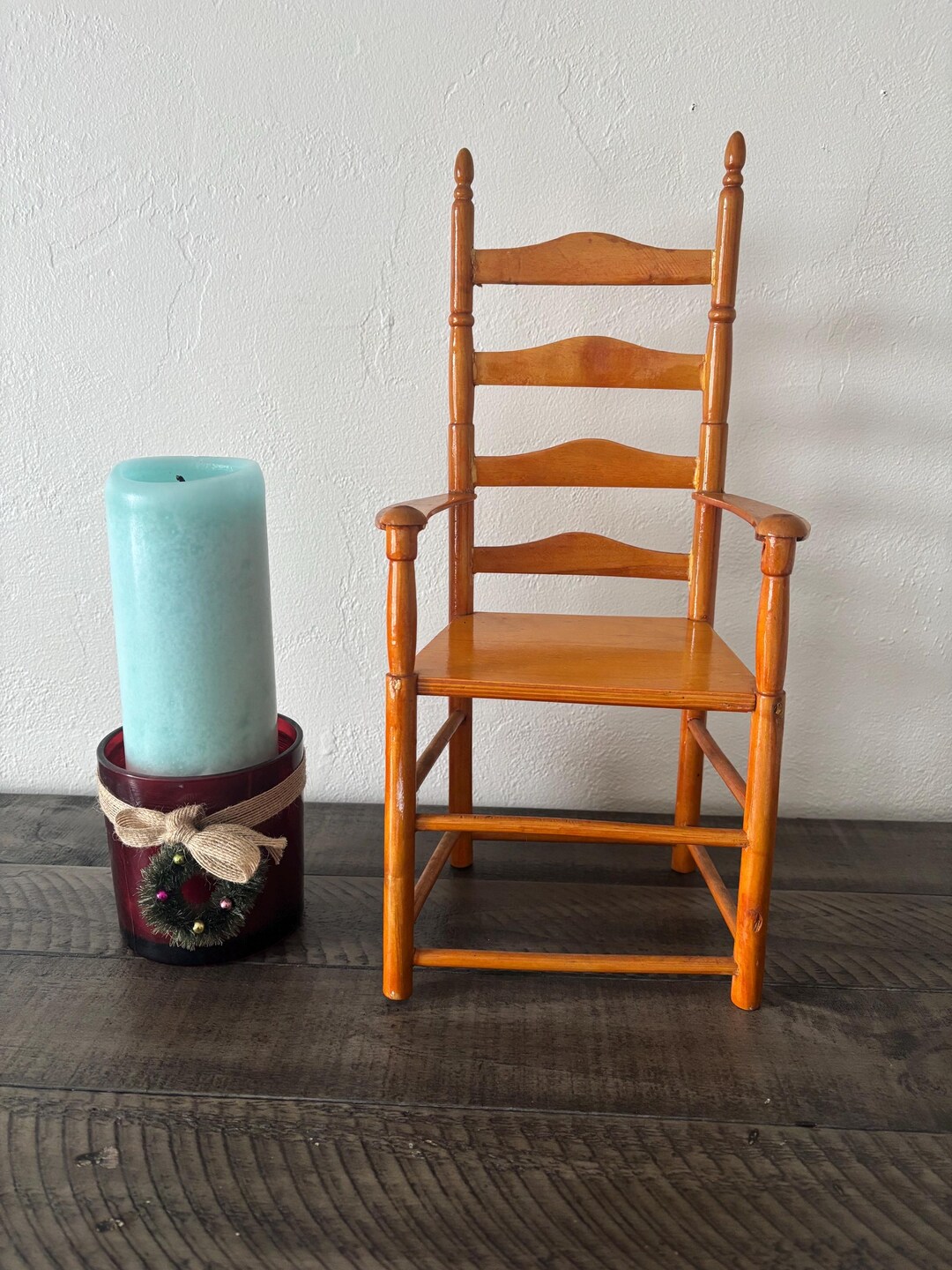 Handmade Wooden Ladder Back Doll Chair With Arms – Rustic Farmhouse ...