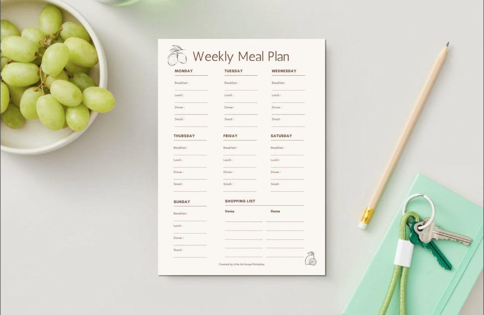 Printable Weekly Meal Planner, Food Tracker - Etsy