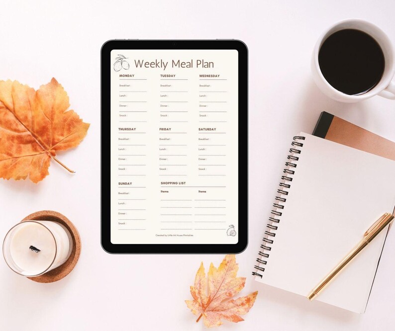 Printable Weekly Meal Planner, Food Tracker - Etsy