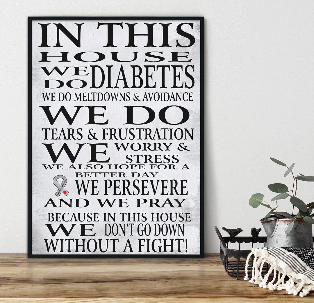 In This House We Do Diabetes Canvas, Family Support Wall Art, Diabetic ...