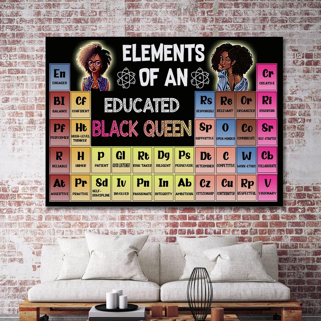 Elements of an Educated Black Queen Canvas, African American Wall Art ...