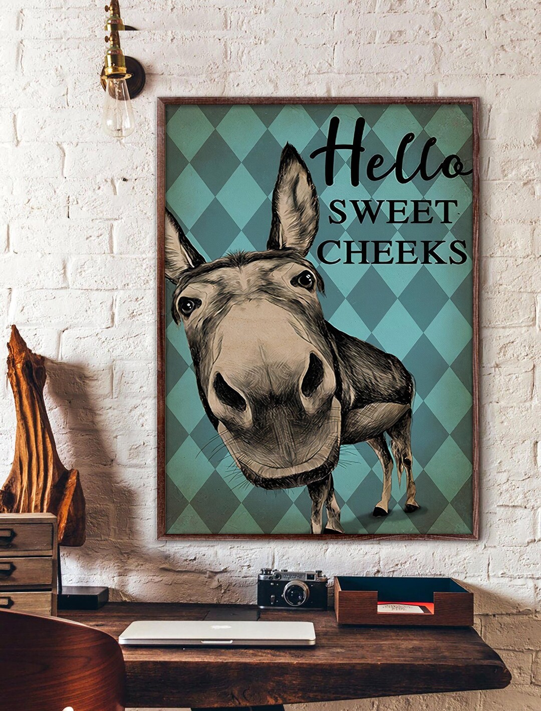 Hello Sweet Cheeks Donkey Canvas, Funny Animal Wall Art Canvas ...