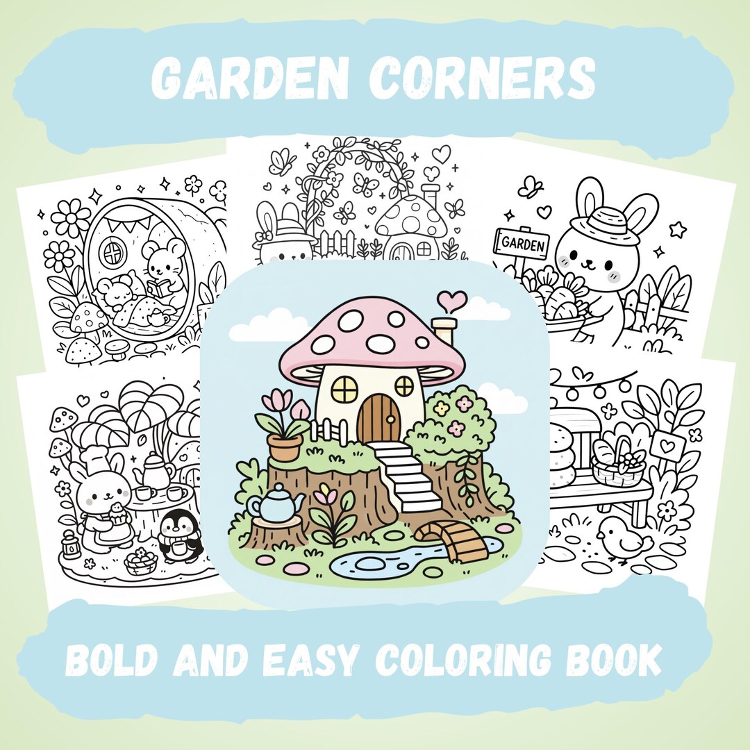 Garden Kawaii Coloring Book: Cute Animals & Flowers (PDF) - Etsy