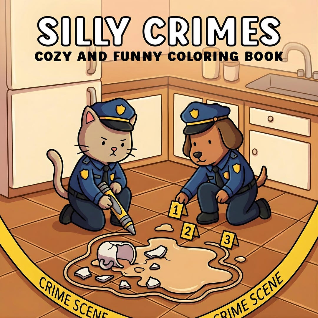 Silly Crimes Coloring Book | Cozy Coloring Pages for Adults & Kids | 30 ...