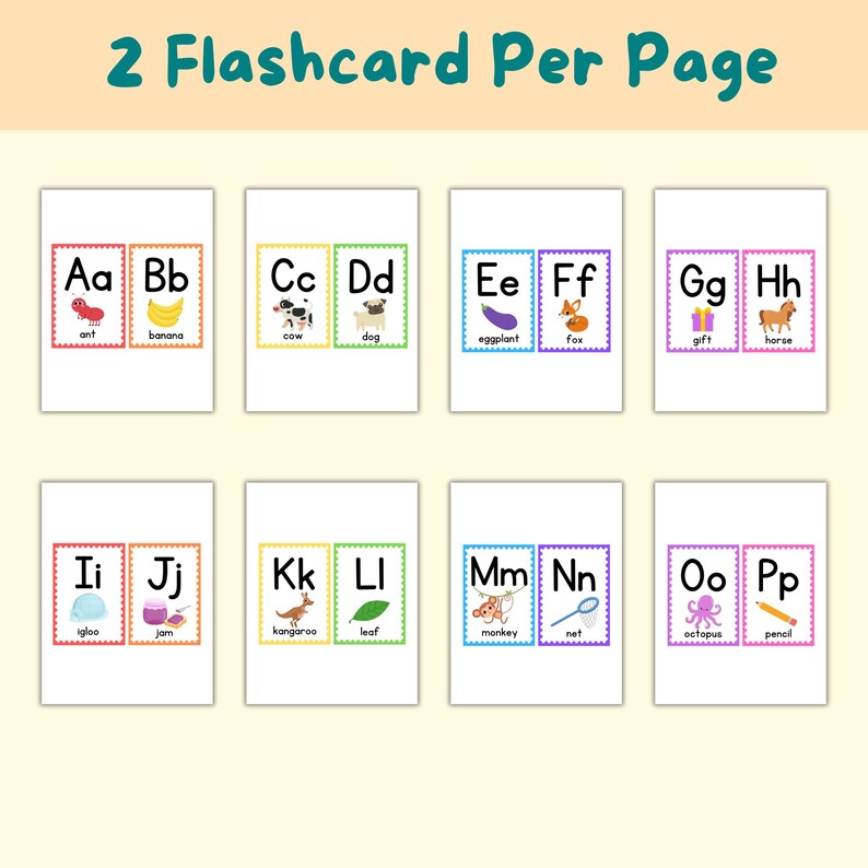 Alphabet Flashcards Printable, ABC Flash Cards, Educational Cards, A-Z ...