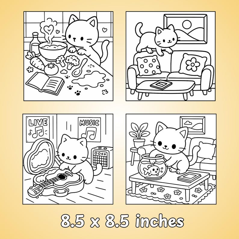 Coloring Book, Meow Life Coloring Pages for Teens & Adults, Bold and ...