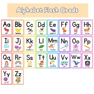 Alphabet Flashcards Printable, ABC Flash Cards, Educational Cards, A-Z ...