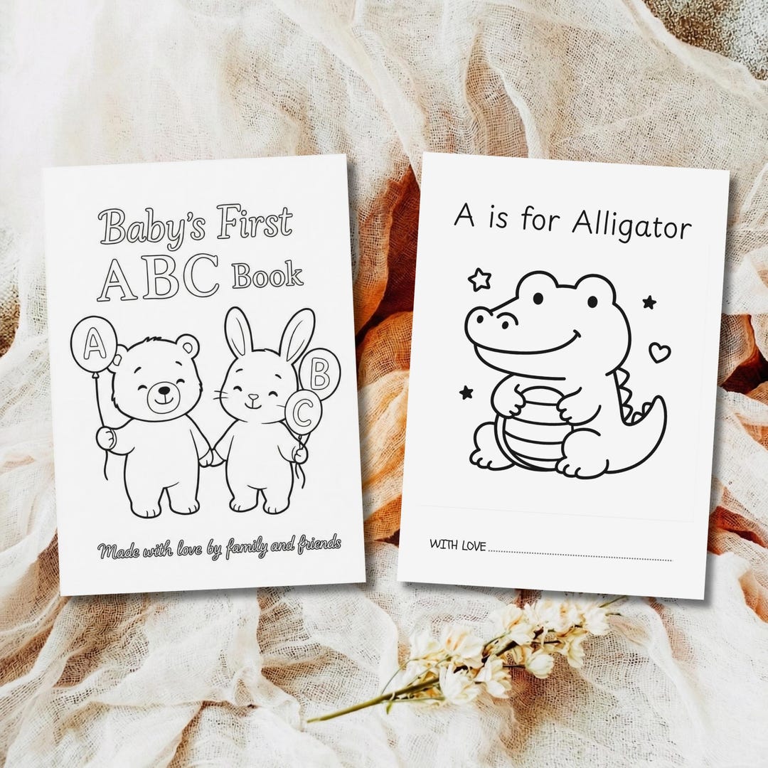 ABC Baby Shower Coloring Book, Babys First Book, Alphabet Book, Baby ...