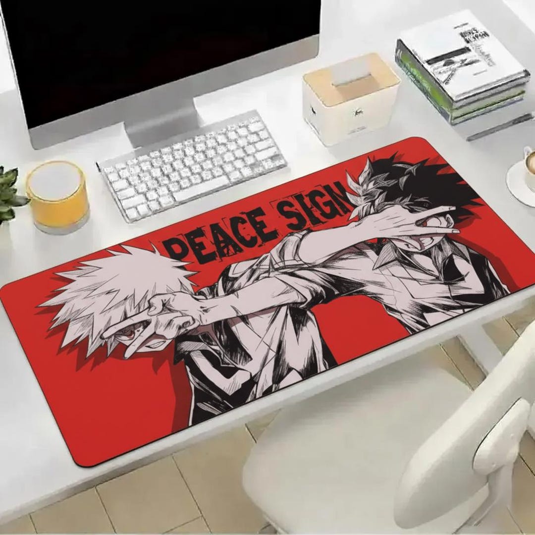 My Hero Academia Mouse Pad – Deku & Bakugo “peace Sign” Manga Desk Mat ...