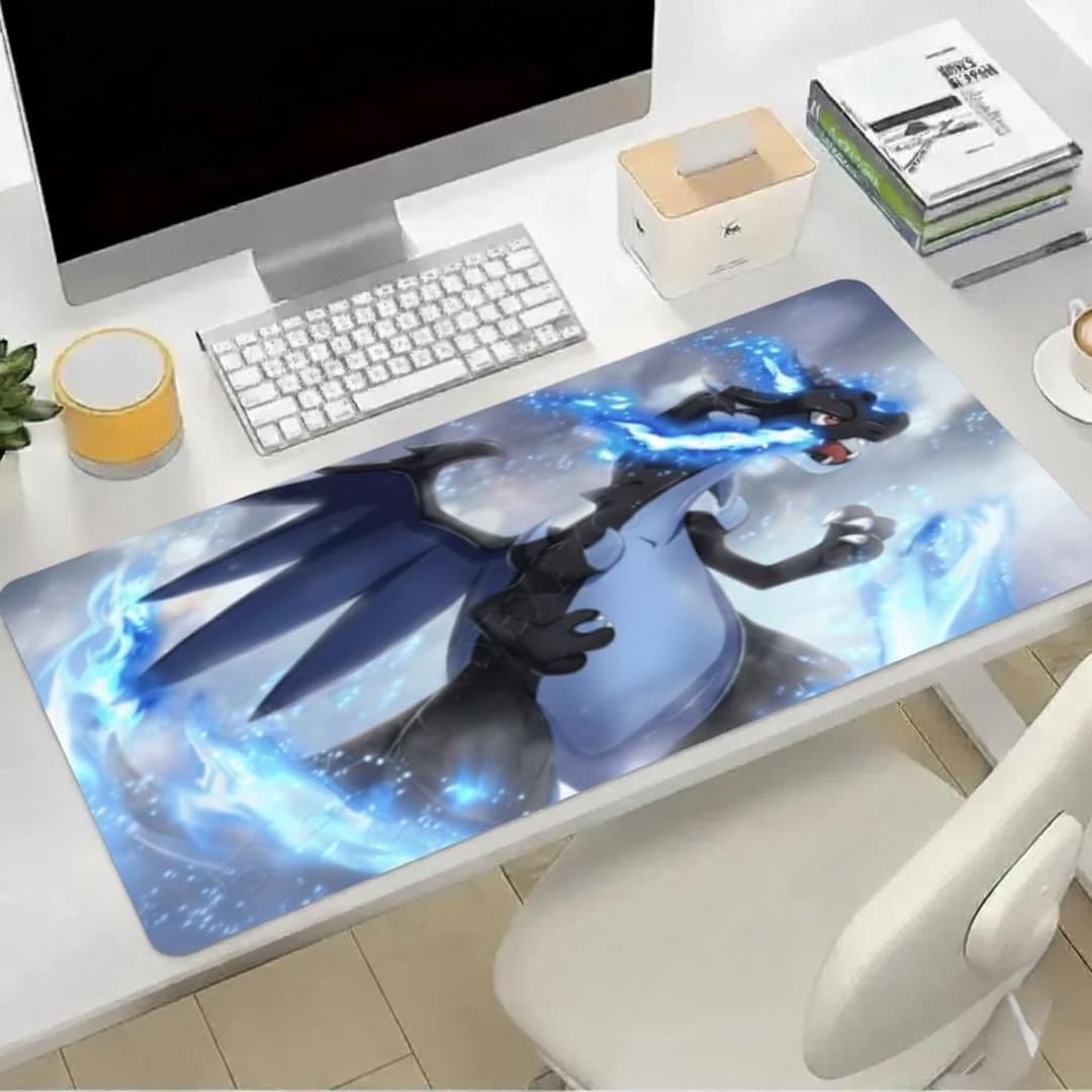 Charizard Mouse Pad XXL: Black & Blue Dragon Anime Desk Mat - Etsy