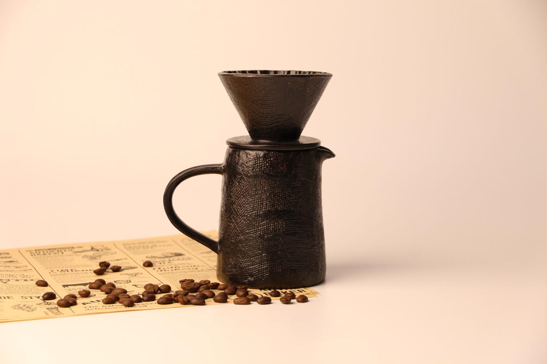 Handmade Ceramic Pour Over Coffee Set – Coffee Dripper + Jug, Wabi-sabi ...