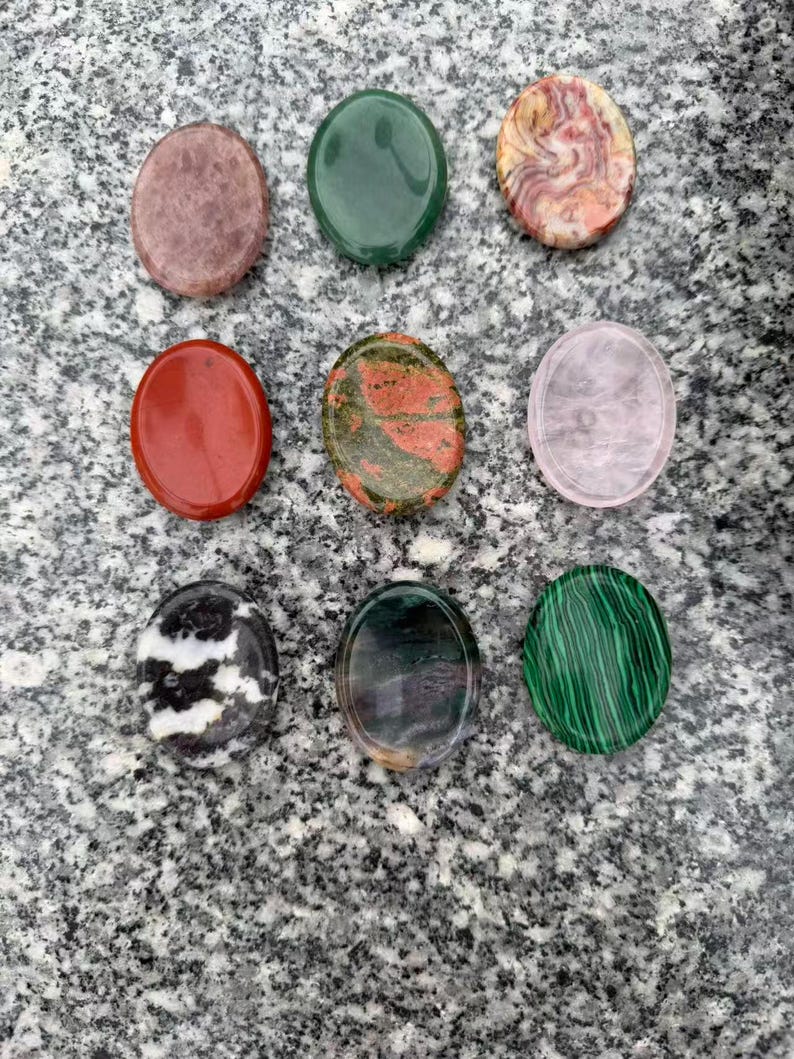 Polished Natural Crystal Thumb Stone – Pocket Worry Stone for Anxiety ...