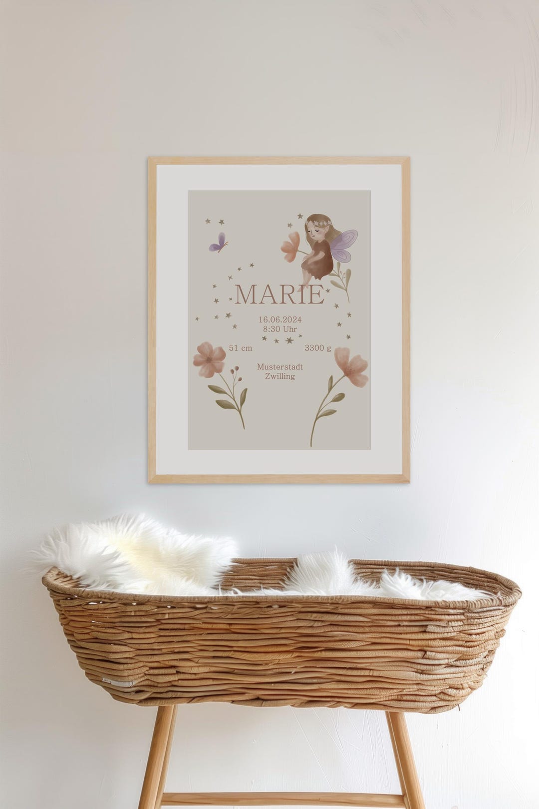 Personalized Birth Gift for Girls – Name Poster Fairy A3, Nursery ...