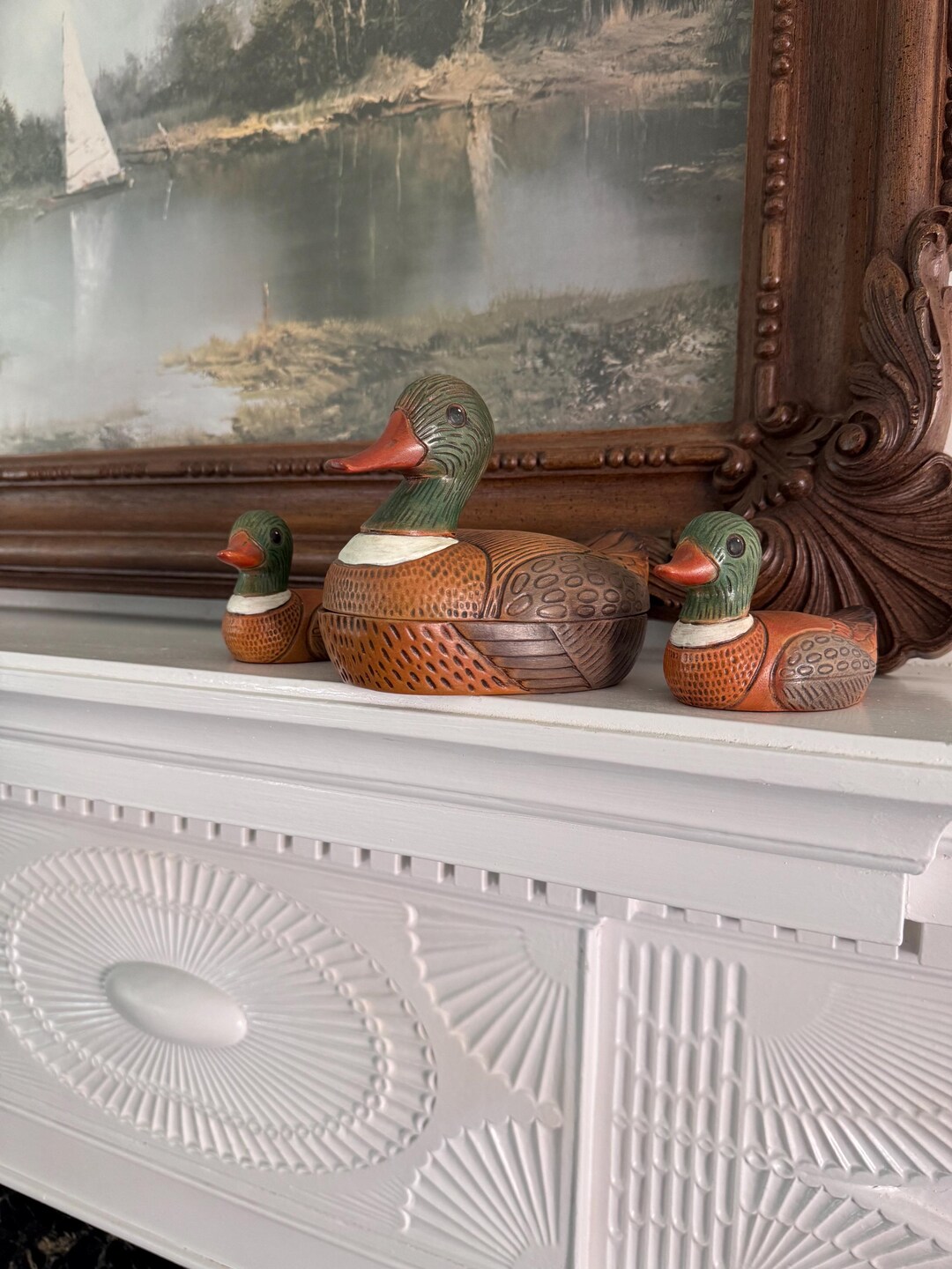 Vintage Ceramic Duck Tureen With Lid & Two Mini Ducks – Hand Painted ...