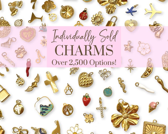 18K Gold Personalized Charm Necklace, 2500+ Charms, Gift Build Your Own ...