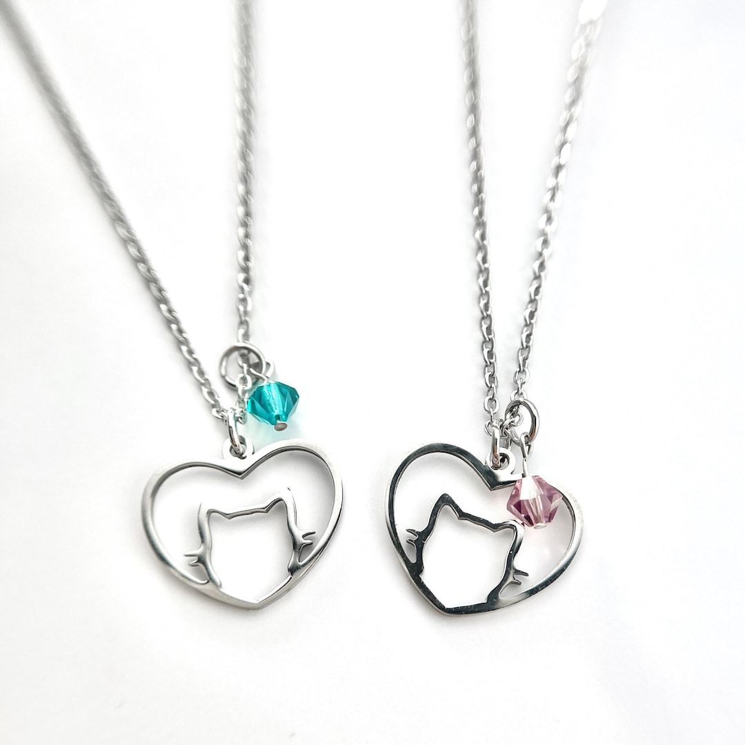 Cat Necklace Best Friends Matching Couples or Friendship - Etsy