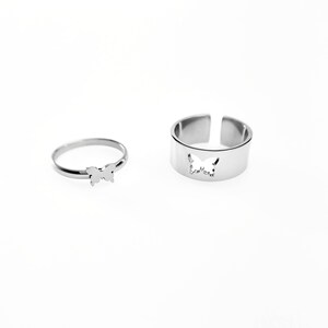 Matching Friendship Couples Butterfly Ring Set His and Her Lover ...