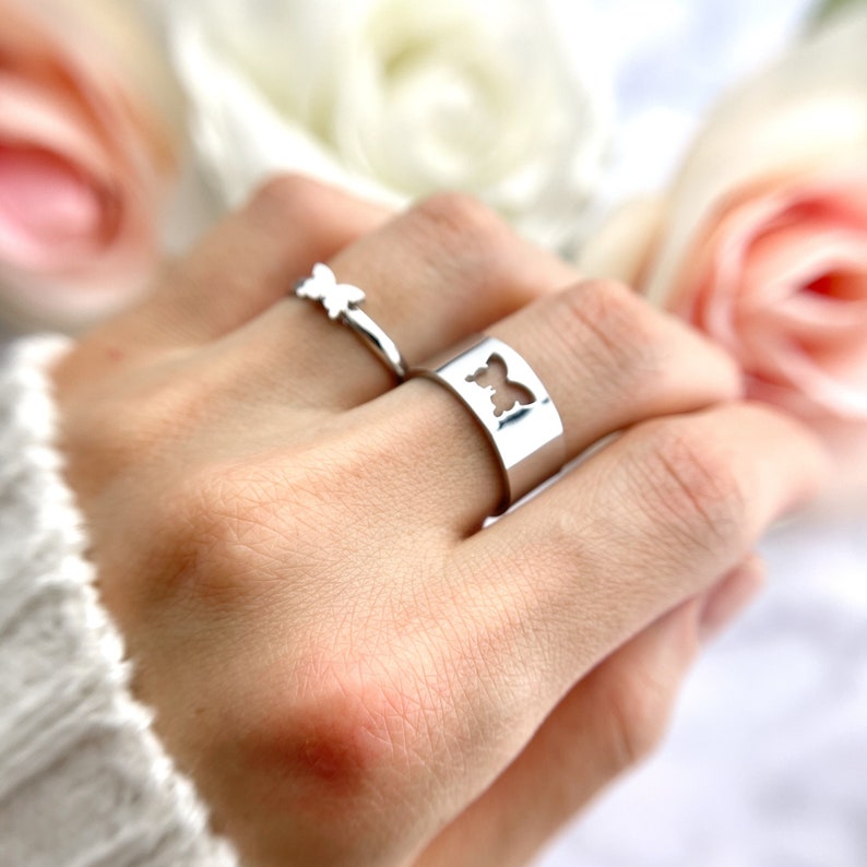 Matching Friendship Couples Butterfly Ring Set His and Her - Etsy